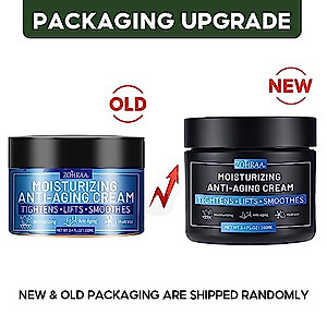 Men's Face Moisturizer Cream,Anti-Aging Cream For Men with Retinol, Hyaluronic Acid, Vitamins E, Jojoba Oil, Green Tea - Age Facial Skin Care - Day & Night Moisturizing Anti Wrinkle, 3.4 OZ