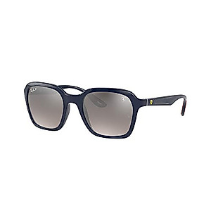 Ray-Ban Rb4343m Scuderia Ferrari Collection Square Sunglasses, Blue/Grey Mirrored Grey Gradient Polarized, 52 mm