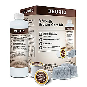 Keurig 3-Month Brewer Maintenance Kit Includes Descaling Solution, Water Filter Cartridges & Rinse Pods, Compatible Classic/1.0 & 2.0 K-Cup Coffee Makers, 7 Count
