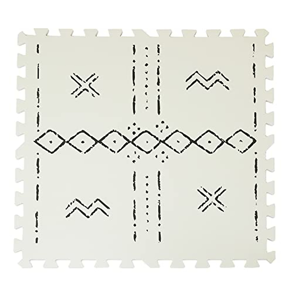 Clevr Extra Large Interlocking EVA Foam Baby Play Mat Soft Stylish Non-Toxic Kids Toddler Play Floor Tiles Mats with Edges 6 pcs 6'x4' Mudcloth Style (Light Beige)