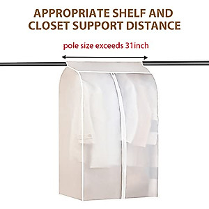 SubClap Garment Cover Hanging Clothes Bag Organizer 47 inch, Translucent Dustproof Waterproof Garment Bags for Storage Suit Shirt Dress Coat Jackets with Full Zipper & Magic Tape, 1 Pack (Wide 31”)