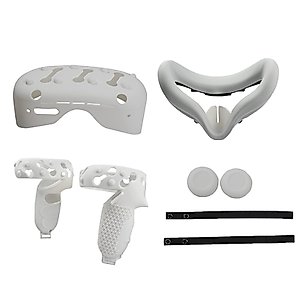 LKEREJOL Touch Controller Grip Cover with Silicone Face Protector Cover for Oculus Quest 2, Protective Lens Cover and Silicone Handle Strap, Handler Cover Accessories for Oculus Quest 2(Grey)