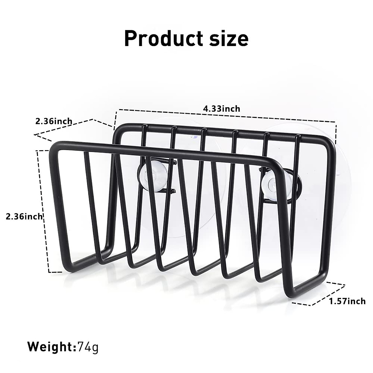 YYPDC Sponge Holder for Kitchen Sink;Suction Cup Sponge Rack Kitchen Sink;Quick Drying Open Wire Basket Design with Strong Suction Cups;Soap Holder for Shower Wall No Drilling（Black）