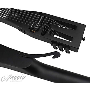 Anygig Electric Guitar Practice Portable Travel 82CM 1.6KG Black Matte 25.5" Full Scale with Gigbag Left Handed