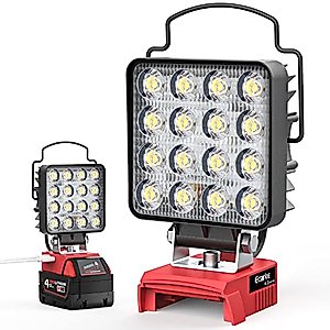 Upgraded LED Work Light for Milwaukee ,Ecarke Square 48w 4" Cordless LED Flood Work Lights, M18 18V Battery Lithium Light with Low Voltage Protection & USB&Type-C Charging Port