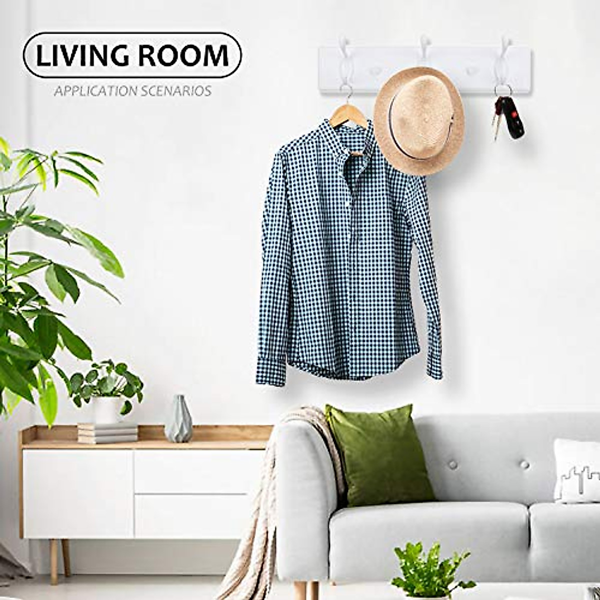 Wooden Wall Mount Coat Rack, Mounted Organizer for Closet, Bathroom, Bedroom, Entryway, Hallway, Foyer, Heavy Duty Double Hooks Hanging Towels, Hats, Bags, Backpacks, Jackets, Keys (White, 3 Hooks)