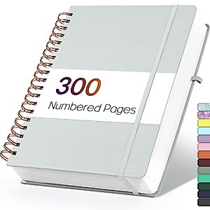 Forvencer Lined Spiral Journal Notebook with 300 Numbered Pages, B5 College Ruled Thick Journals for Writing with 100GSM Paper, Hardcover Notebooks with Contents for Work, School, Women, Men, Grey
