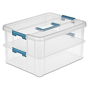 Sterilite 14228604 Stack & Carry 2 Layer Handle Box, 1 - Pack