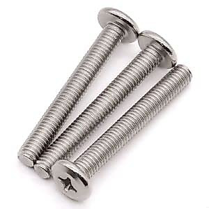 M6-1.0 x 40mm (25 Pack) Stainless Steel Flat Round Head Phillips Drive Machine Screws Furniture Screws Full Thread, Stainless Steel 304 (18-8)