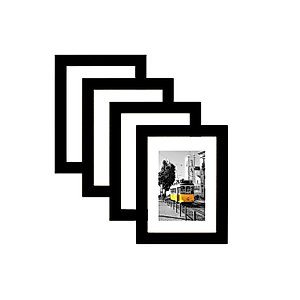 Picrit 5x7 Picture Frame Set of 4, Made of High Definition Real Glass, Display 4x6 with Mat or 5x7 Without Mat, Photo Frames for Wall Mounting or Table Top Display