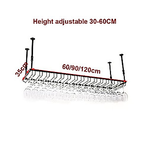 Wine Racks, Hanging Creative Wine Holder, Upside-Down European-Style Iron Racks, Household Wine Cabinet, Height-Adjustable Wine Storage Shelf (Color : A, Size : 90 * 35CM)