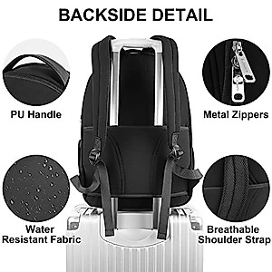 Mancro Laptop Backpack for Men, 15.6 Inch Business Travel Backpack Airline Approved Computer Bag, College Student Bookbags Backpacks for School,Travel Gift for Men, Black