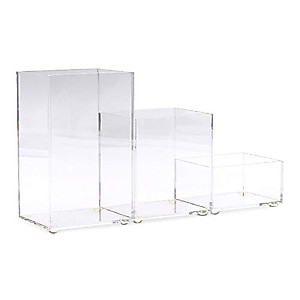 pbf PHOTO BOOTH FRAMES Acrylic Desk Organizer- 5 Pieces- Clear Desk Accessories Organizer Pen Pencil Holder Office Desktop Organizer set