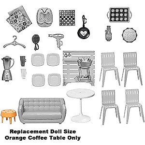 F-Price Replacement Parts for Barbie Malibu House Dollhouse Playset - FXG57 ~ Replacement Doll Size Orange Coffee Table