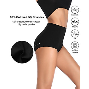 Annenmy High Waisted Ladies Underwear Women's Cotton Panties Full Coverage Briefs Postpartum Stretch Ladies Panties 6 Pack L Multicolor