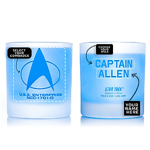 STAR TREK Personalized Command Badge Whiskey Glass - Officially Licensed, Premium Quality, Handcrafted Glassware, 11 oz. Rocks Glass - Perfect Collectible Gift for Series Lovers & Special Occasions