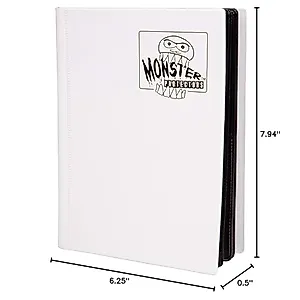 Monster Binder - 4 Pocket Trading Card Album - Matte White (Anti-theft Pockets Hold 160+ Yugioh, Pokemon, Magic the Gathering Cards)