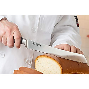 Saken Serrated Bread Knife 10 Inch - High-Carbon German Steel Serrated Knife with Ergonomic Black Pakkawood Handle and Full-Tang Design - Long Bread Knife Slicer Great for sourdough