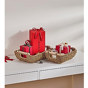 Berdeng Wicker Storage Basket, Large Baskets for Gifts Empty, Small Baskets for Organizing, Woven Storage Baskets for Shelves, Toy Basket, Set of 3(Sea Grass)