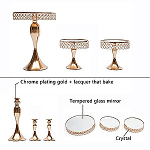 Cake Stands Set, Crystal Cupcake Stand Cookie Holder Fruits Dessert Display Plate, for Baby Shower Wedding Brithday Party Celebration Home Decoration (Gold-10PCS)