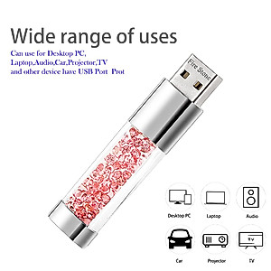 Lovely Diamond USB 2.0 Flash Drive Data Storage Memory Stick USB Stick Pendrive Gift (32GB, Pink)