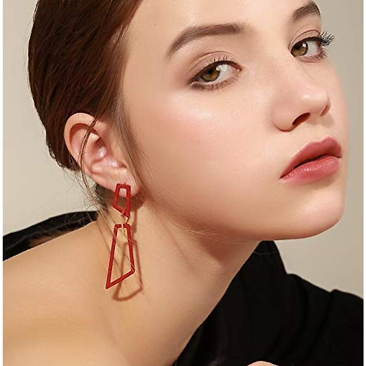 Chargances Bohemia Fashion Women Red Earrings Geometric Drop Earring Elegant and Simple Earrings Jewelry for Women