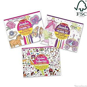 Melissa & Doug Sticker Collection and Coloring Pads Set: Princesses, Fairies, Animals, and More - FSC Certified