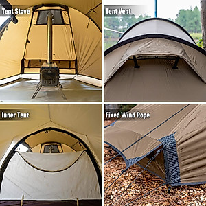 Camping Hot Tent Chimney Tent 2 Person Tent, POMOLY Locomotive 20 Tunnel Tent with Stove Jack for Hiking, Hunting, Backpacking