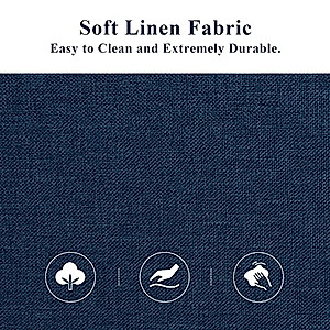 Allewie Queen Size Platform Bed Frame with Wingback/Fabric Upholstered Square Stitched Headboard and Wooden Slats/Mattress Foundation/Box Spring Optional/Easy Assembly, Navy Blue