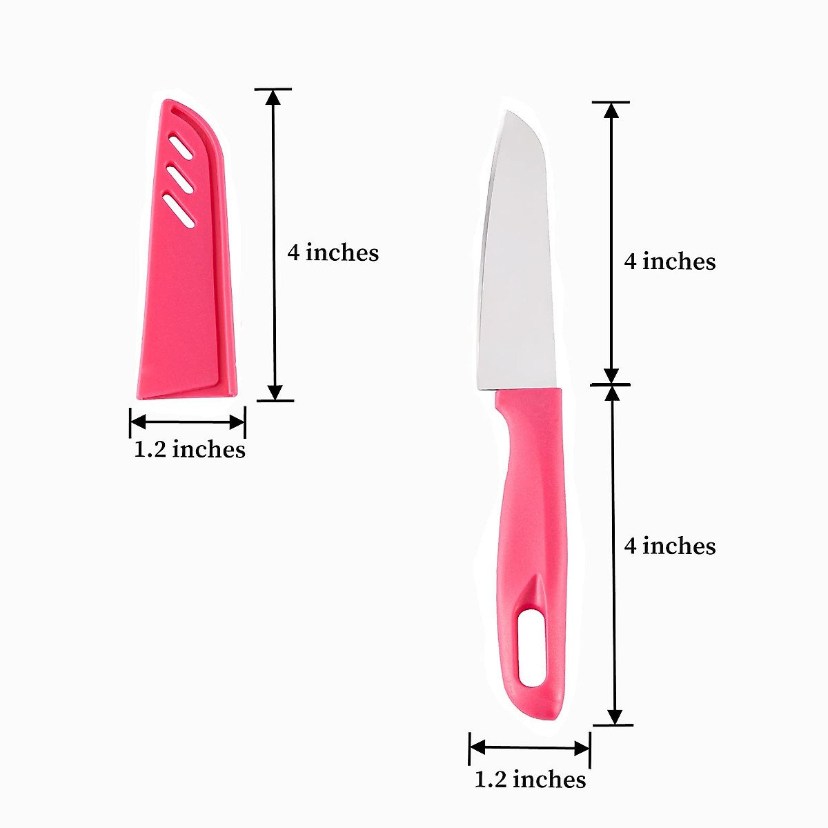 CHUYIREN Paring Knife, 4 Pcs Paring Knife with Sheath, 4" Vegetable and Fruit Knife, Stainless Steel Small Kitchen Knife for Cooking, Peeling, Slicing, Picnics,&Travel, Pink/Green/Yellow/Blue