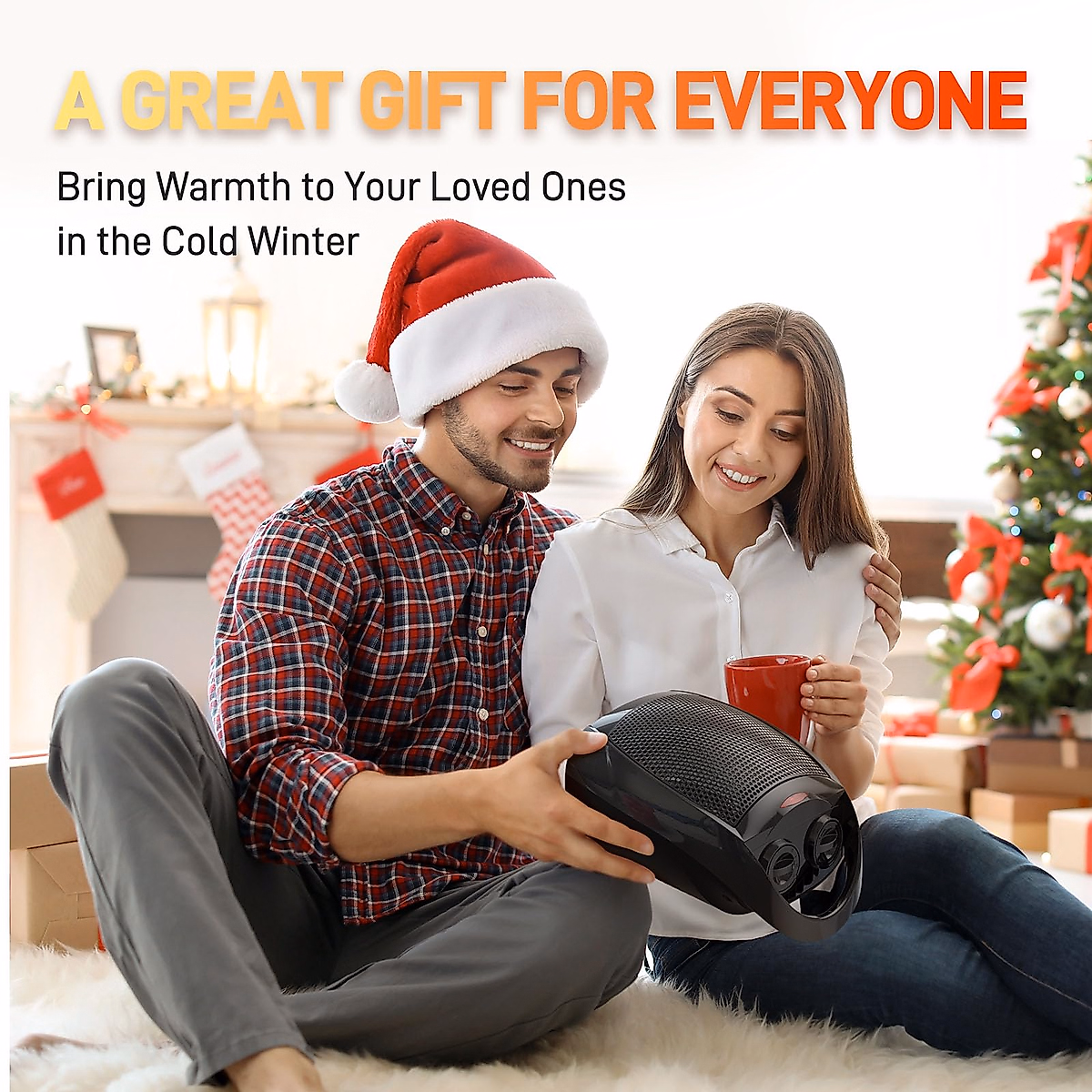 Rintuf Small Space Heater, 1500W Electric Heater, PTC Fast Heating Ceramic Heater w/ 3 Modes, Adjustable Thermostat, Overheat/Tip-Over Protection, Portable Heater Fan for Office Room Desk Indoor Use