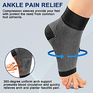 Plantar Fasciitis Compression Socks (3 pairs) Arch Support Foot Pain Relief Ankle Brace Night Splint for All Day Wear Provide Increase Blood Circulation Suitable for Men & Women (Black, Small)