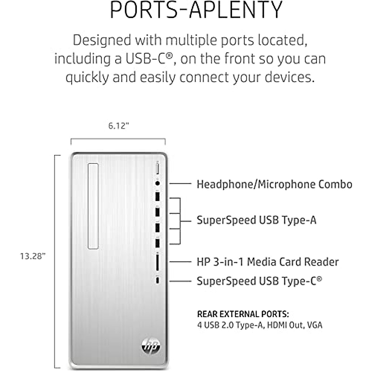 HP 2022 Pavilion TP01 Desktop Computer, AMD Ryzen 3-5300G (Beats Core i5-10400), AMD Radeon, 32GB RAM, 1TB PCle SSD, 9 USB Ports, Wireless-AC, Bluetooth, HDMI, Windows 11 Home