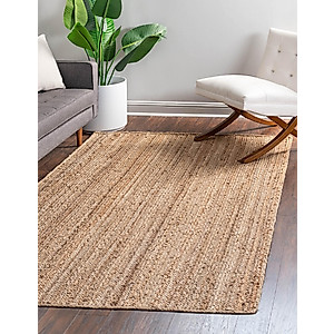 Rugs.com Hand Braided Jute Rug – 4' x 6' Natural Flatweave Rug Perfect for Entryways, Kitchens, Breakfast Nooks, Accent Pieces