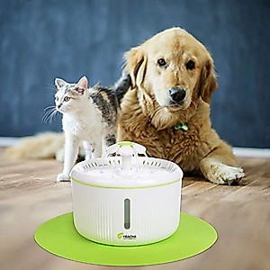 YEACHA Cat Water Fountain, Dog Water Dispenser with Replacement Filter, 88oz/2.5L Drinking Fountains Bowl with LED Light for Cat and Small Dogs, Multiple Pets, with 120-240V Adapter Light Green