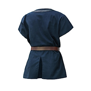 FURPHI US Size Medieval Linen Tunic with Belt for Men Medieval Shirt Knight Ren Faire Costume