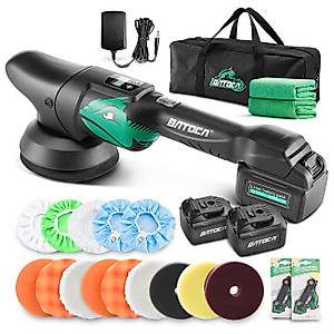 BATOCA S2 Cordless Polisher, Car Buffer Polisher with 2pcs 5Ah Batteries, LCD Screen Display, 2000- 4500 RPM Smart New Wireless Polishing Machine for Removing Scratch