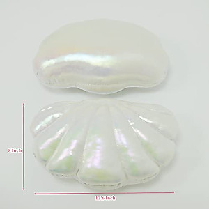 Marble Empire Shell Pillow Seashell Decorative Throw Pillows Pearlescent Sea Shell Toy Coastal Beach Shaped Ocean Theme Decor （13.6 × 8 inch）