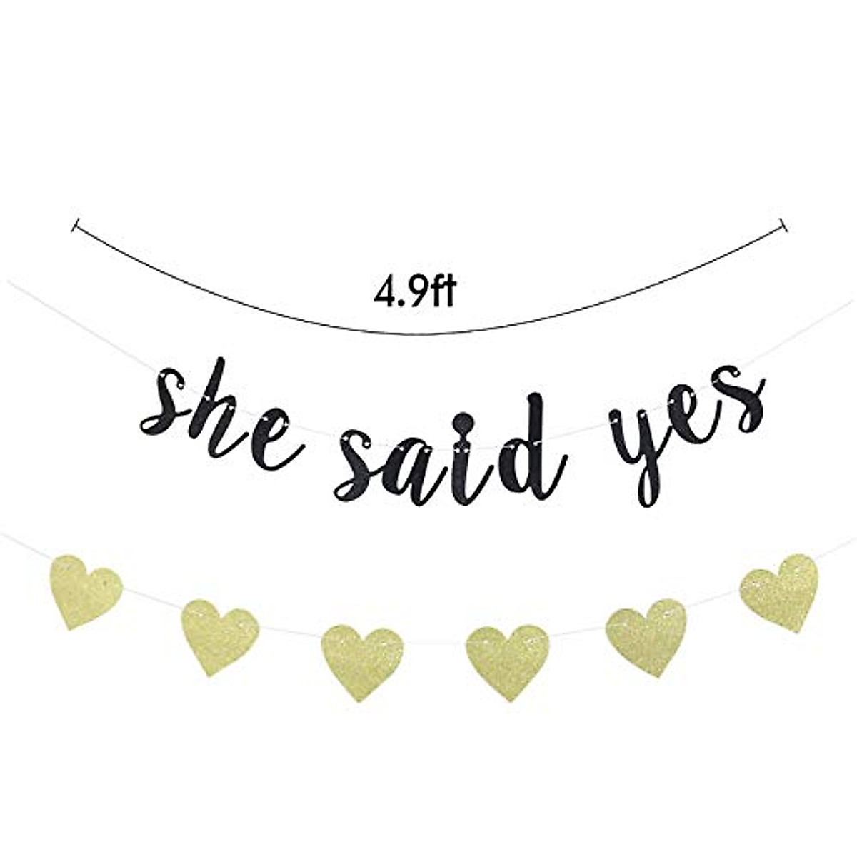 She Said Yes Banner,Engagement Party Decor,Bachelorette/Wedding/Engagement/Bridal Shower Party Decorations (Black&Gold)