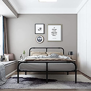 Emiosmt California King Bed Frames with Headboard and Footboard 14 Inch Tall,Heavy Duty 2500lbs Steel Slat Support Metal Platform,No Box Spring Needed,Easy Assembly,Round Tube,Cal King Frame