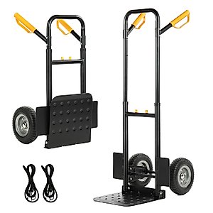 Hand Truck Heavy Duty, Folding Dolly 440lbs Capacity, Dolly Cart with Pneumatic Tire for Moving Home, Workshop, Office, Groceries, Furniture (440lb)