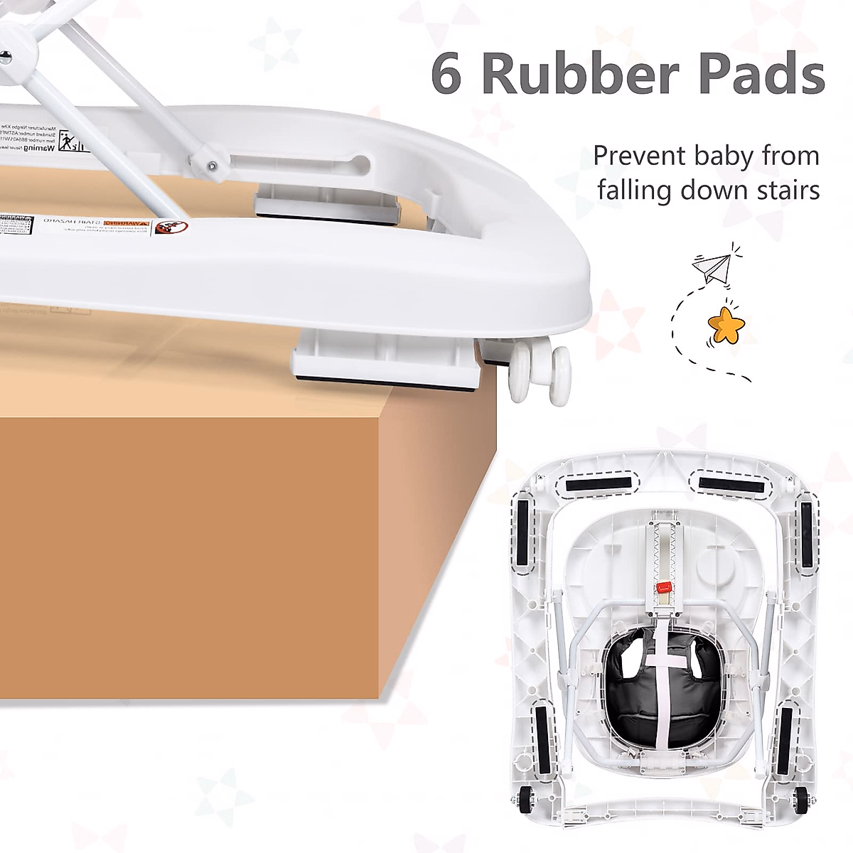 INFANS Foldable Baby Walker for Boys and Girls, 2 in 1 Toddler Walker Learning-Seated or Walk-Behind, Adjustable Speed Rear Wheels, Safety Bumper, Detachable Seat Cover, Anti-Rollover (Grey)