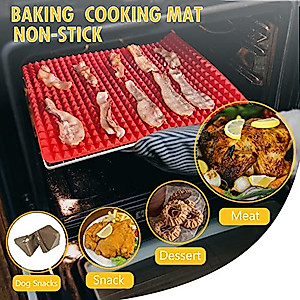 Wolecok Silicone Pyramid Pan,16 x 11 inches Large Red Pyramid Baking Mat, Cooking Pan Oven Tray Baking Sheet Pastry Cooking Mat 2 Pack(Red)