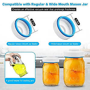 Jar Sealer and Accessory Hose Kit, 18Pcs Jar Sealing Kit for Regular and Wide Mouth Jars Compatible with FoodSaver Suction Port Vacuum Nozzle 5.5mm to 6mm(with Manual Portable Vacuum Pump)