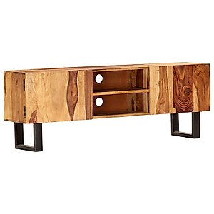 vidaXL TV Stand, TV Unit for Living Room Bedroom, Sideboard with Storage, TV Console Media Unit Cupboard, Industrial Style, Solid Wood Sheesham