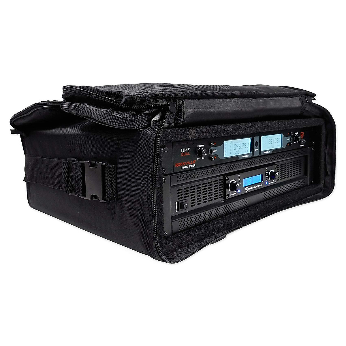 Rockville 3U Rack Bag Double-Sided Case with 16" Depth + Shoulder Strap (RRB35) Black