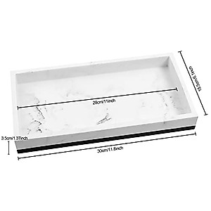 Vanity Tray-SYNPIE Resin 11.8in Decorative Bathroom Countertop Tray for Dresser Countertop Tray Organizer for Jewelry Cosmetics Kitchen Sink Tray Soap Towels Holder Tray - Small