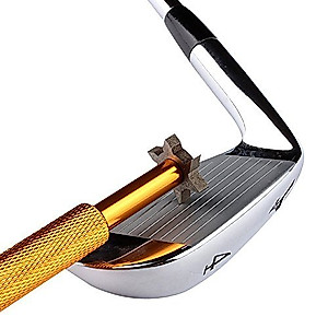 HIFROM Groove Sharpener with 6 Heads - Golf Club Groove Sharpener Re-Grooving Tool and Cleaner Replacement for All Irons Pitching Sand Lob Gap and Approach Wedges and Utility Clubs Gold Color