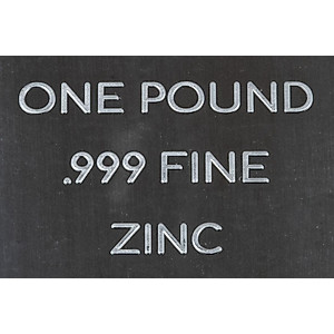 1 Pound .999 Pure Zinc Bar Bullion with Element Design - Unique Metals