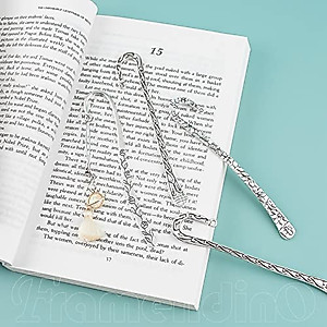 Framendino, 12 Pack Metal Bookmark Hairpin Hook Antique Tibetan Silver Carved Hook Bookmarks with Loop for Crafting